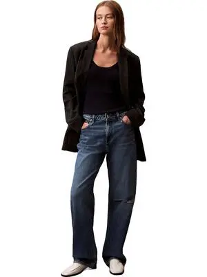 Calvin Klein 90s Straight Leg Jeans - Runaway Blue Destroyed