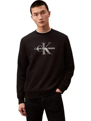 Calvin Klein Monologo Fleece Crewneck Sweatshirt - Black Beauty