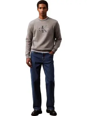 Calvin Klein Monologo Fleece Crewneck Sweatshirt - Medium Grey Heather