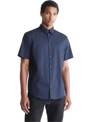 Calvin Klein Cotton Stretch Slim Button-down Shirt - Sky Captain