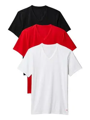 Calvin Klein Cotton Stretch Blend 3-pack Slim Fit V-neck T-shirt Black / Adrenaline Rush / Classic White