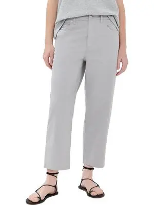 Tibi Garment Dyed Silky Cotton Cropped Slouchy Cargo Jeans - Grey