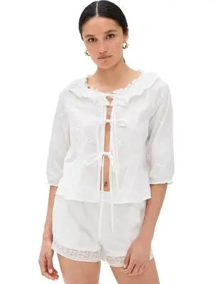 BAILEY ROSE Embroidered Top - White
