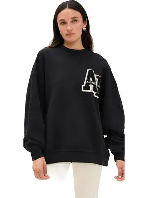 ANINE BING Miles Oversized Letterman Sweatshirt - Black