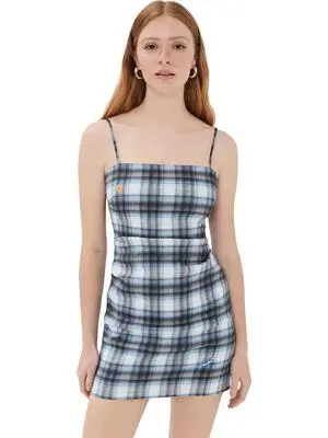 Acne Studios Plaid Flannel Mini Dress - Blue/black