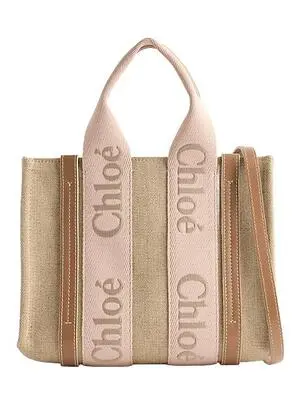 Chloé Woody Small Linen Tote Bag - Blushy Beige