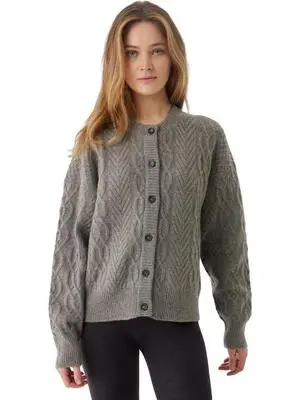 Majestic Filatures Yak Wool Cable Knit Cardigan - Smoke