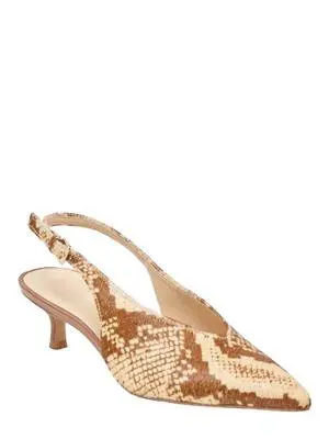 Dolce Vita Alenna Slingback Kitten Heel Pumps - Brown Snake Calf Hair