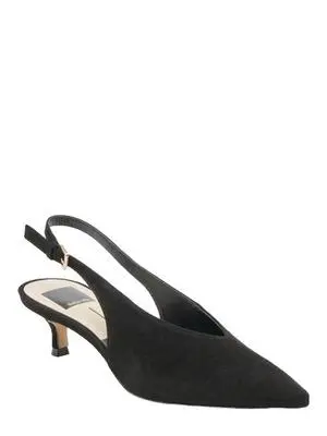Dolce Vita Alenna Slingback Kitten Heel Pumps - Onyx Suede
