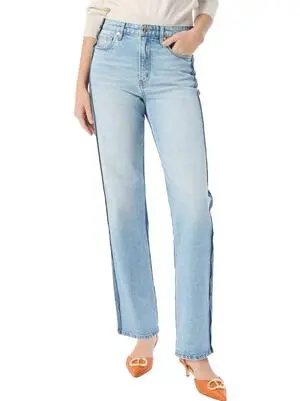 DO BY DEE OCLEPPO Athena Slouchy Pieced Two-tone Straight Leg Jeans - Aero Wash Combo