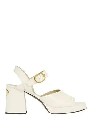 Valentino Garavani Vlogo Patent Leather Platform Sandals - Ivory