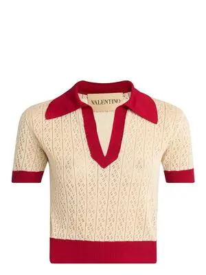Valentino Garavani Pointelle Knit Sweater Light Hazelnut
