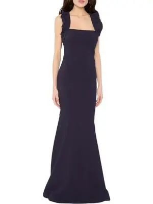 Likely Hara Ruffle Strap Trumpet Gown - Navy