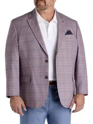 OAK HILL BY DXL Big & Tall Windowpane Sport Coat - Berry