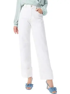 DO BY DEE OCLEPPO High-Waist Cuffed Wide-Leg Jeans White Wash