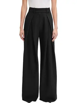 FAVORITE DAUGHTER Pleated Wide-leg Trousers - Black