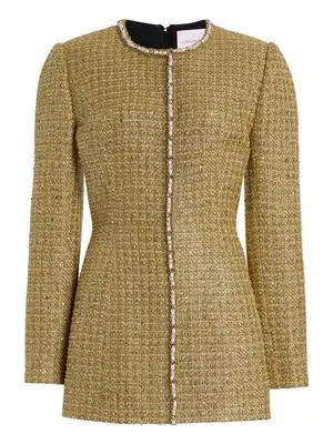 Carolina Herrera Embellished Lurex Tweed Jacket - Gold