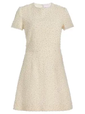 Carolina Herrera Embellished Wool Mini Dress - Ivory