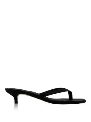 TOTEME Satin Flip Flop Sandals - Black