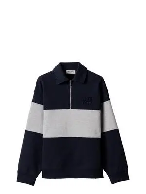 Miu Miu Half-zip Cotton Sweatshirt - Blue/grey