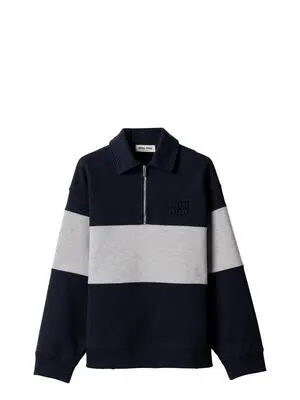 Miu Miu Half-zip Cotton Sweatshirt - Blue/grey