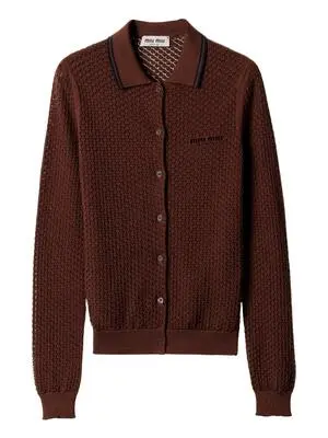 Miu Miu Cotton Cardigan - Cocoa Brown