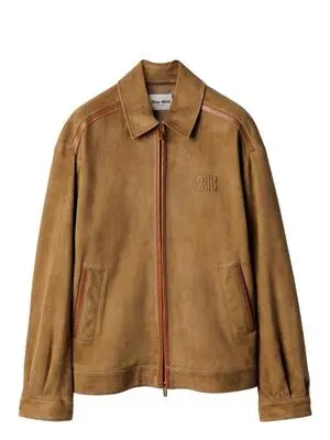 Miu Miu Suede Blouson Jacket - Malt Beige