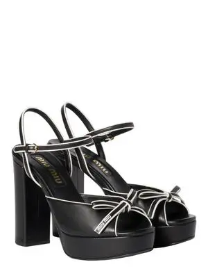 Miu Miu Nappa Leather Platform Sandals - Black/white