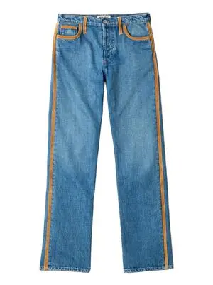 Miu Miu Denim And Leather Jeans - Sapphire Blue