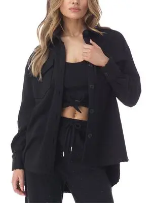Heaven Button-Down Shirt Jacket Black