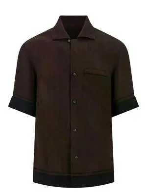 FERRAGAMO Monogram Short Sleeve Shirts - Brown