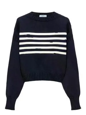 Prada Striped Cotton Sweater - Blue