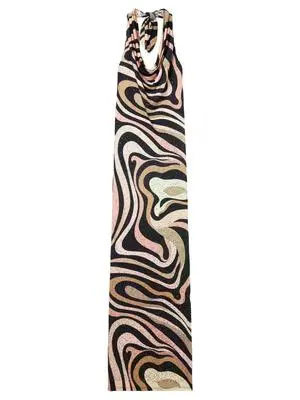 Emilio Pucci Marmo-print Halterneck Dress - Black