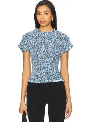NATION LOS ANGELES Evie Smocked Top - Blue Hazy Daisy