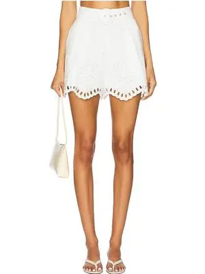 HEVRON Lexi Short In Eyelet - White
