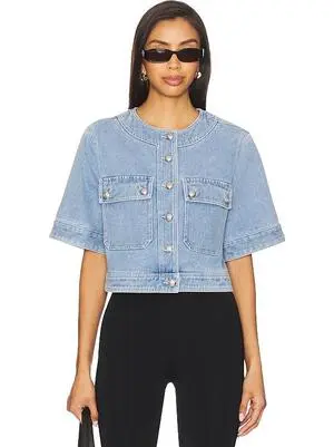 Veronica Beard Elias Short Sleeve Jacket - Silverwood Blue