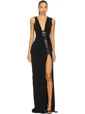 SID NEIGUM Belted Gathered Dress - Black