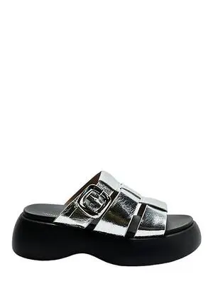 Intentionally Blank Nell Platform Slide Sandals - Silver