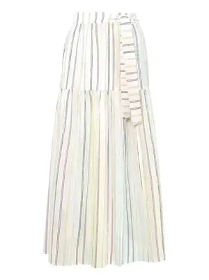 ERES Brillante Striped Tiered Maxi Skirt - White