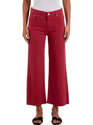 Ag Cotton-blend Flare Cropped Jeans - Red