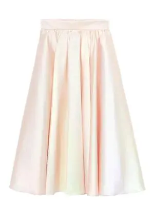 BLANCA VITA Satin Midi Skirt - Neutrals