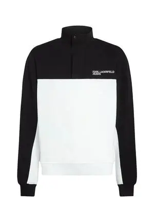 Karl Lagerfeld Colour-block Half-zip Sweatshirt - Black