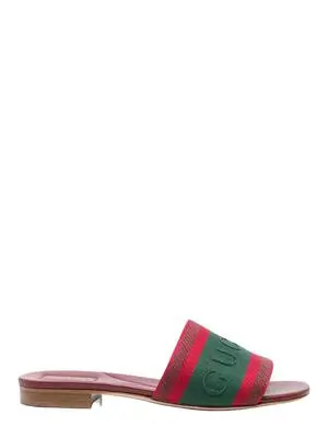 Gucci Logo Flat Sandals - Red