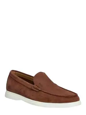 BOSS Suede Loafers With Contrasting Sole - Brown