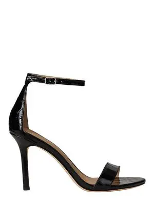 Ralph Lauren Allie Crocodile-embossed Leather Sandal - Black