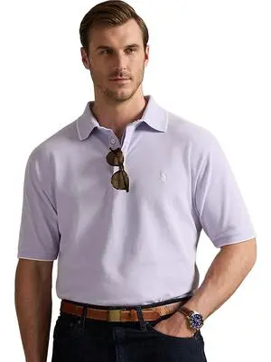 Ralph Lauren Stretch Oxford Mesh Polo Shirt - Sky Lavender/white