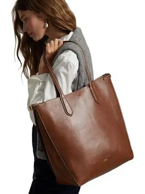 Ralph Lauren Bellport Leather North-south Tote - Cuoio