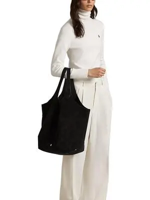 Ralph Lauren Polo Play Suede Large Tote - Black