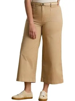 Ralph Lauren Stretch Chino Wide-leg Cropped Pants - Birch Tan