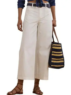 Ralph Lauren Stretch Chino Wide-leg Cropped Pants - White